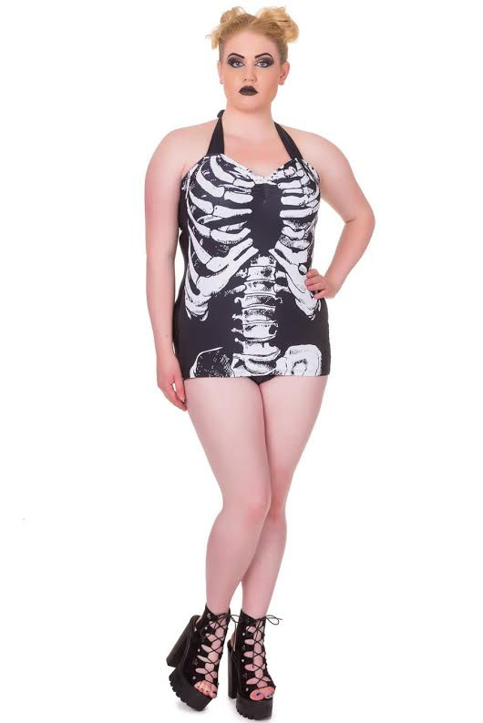 Skeleton Plus Size One Piece Swimsuit By Banned Clothing