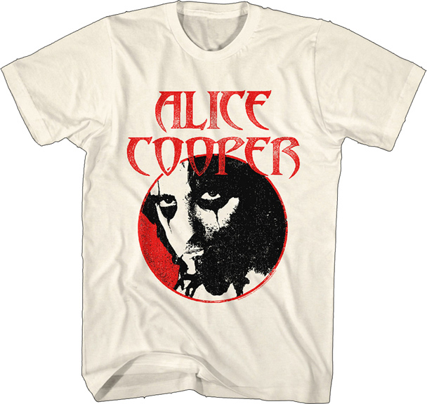 Alice Cooper- Face In Circle on a natural shirt