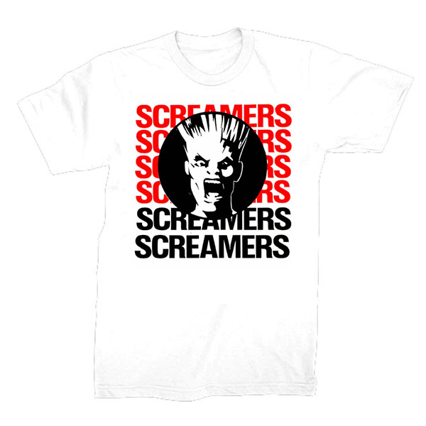 Screamers- Logos & Face on a white shirt